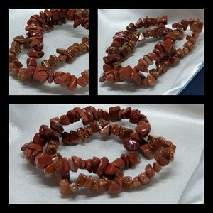 Jewelry | Two Gold Red Sandstone Bracelets | Poshmark